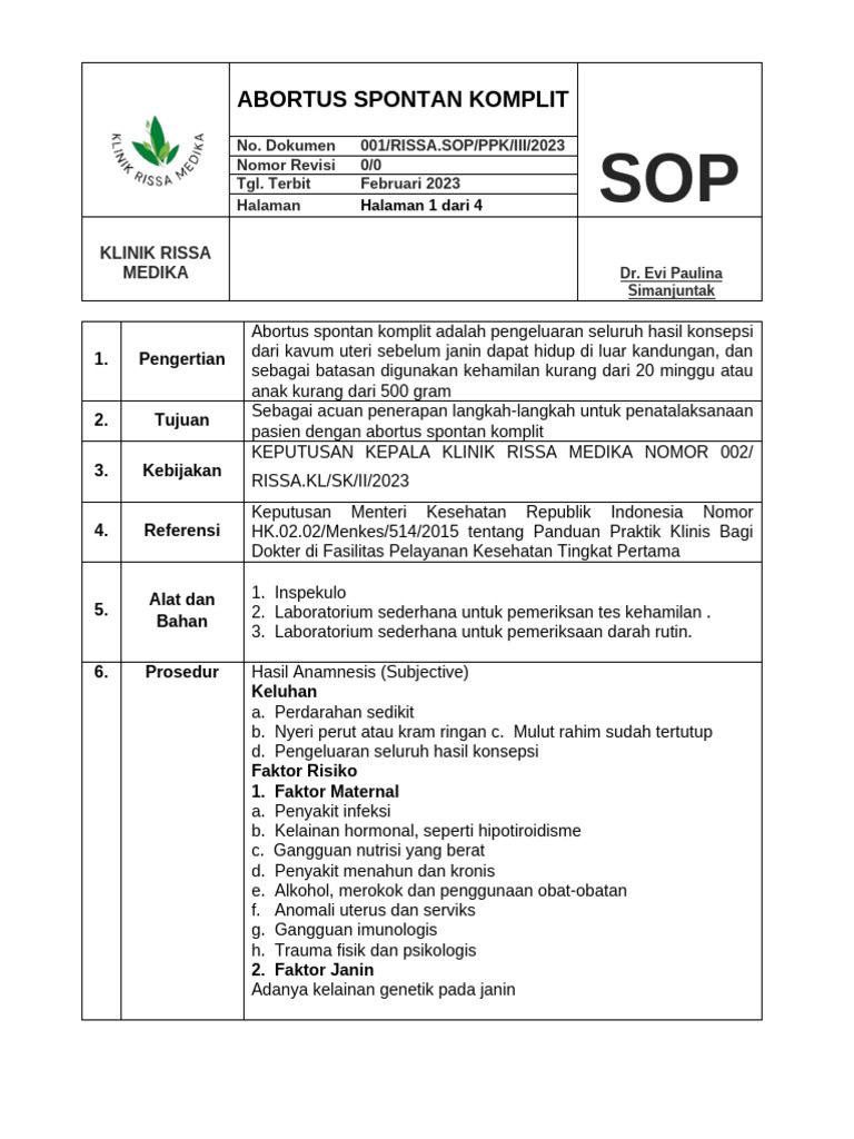 Abortus Spontan Komplit | PDF