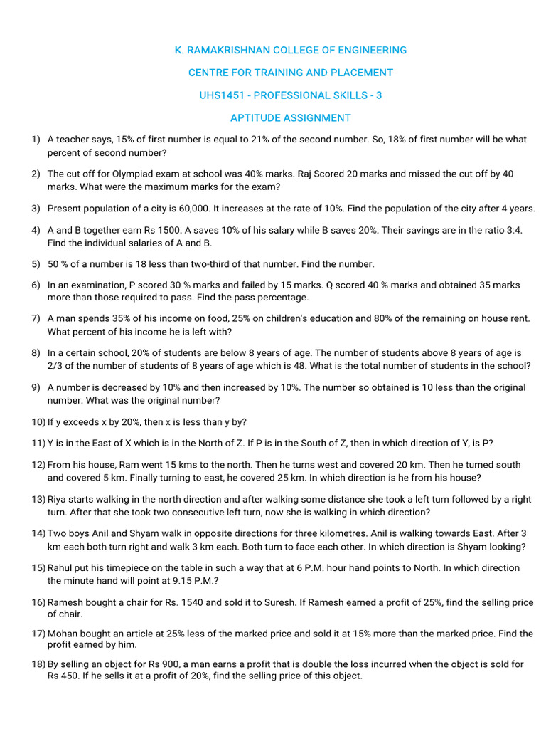 PS 3 UNIT 1 - 5 Assignment and Practice Problems | PDF