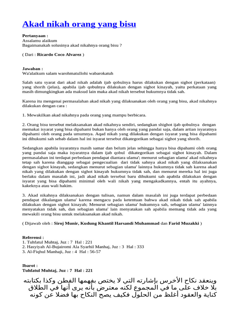 Akad Nikah Orang Yang Bisu | PDF