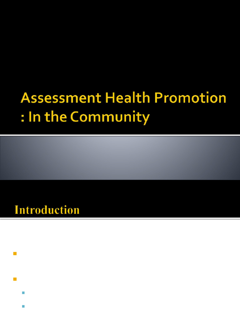Assessment Health Promotion-Community | PDF