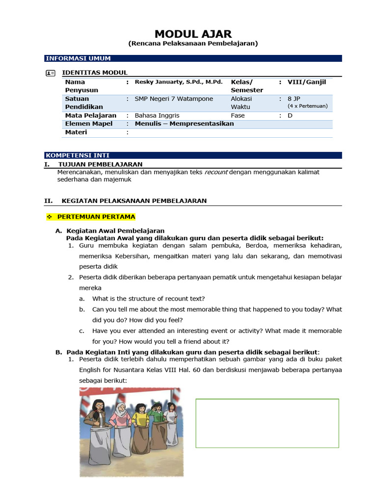 Modul Ajar RJ BING VIII TP 3 | PDF
