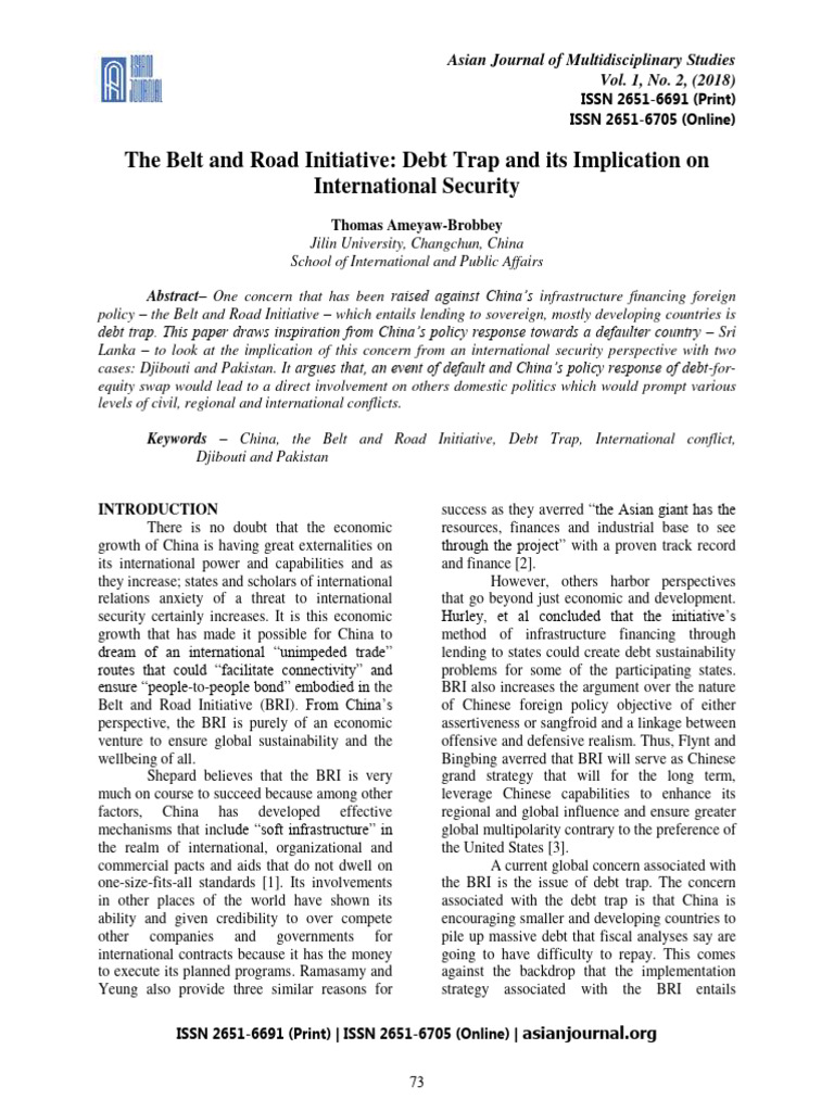 The Belt and Road Initiative Debt Trap A | PDF