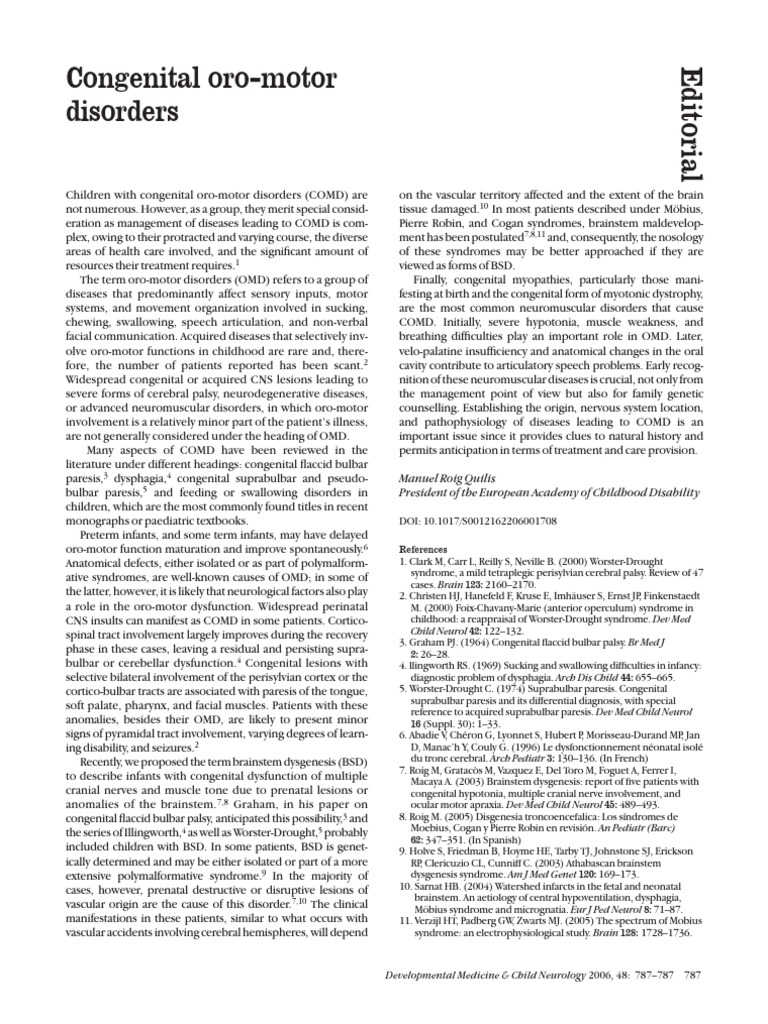Congenital Oro Motor | PDF