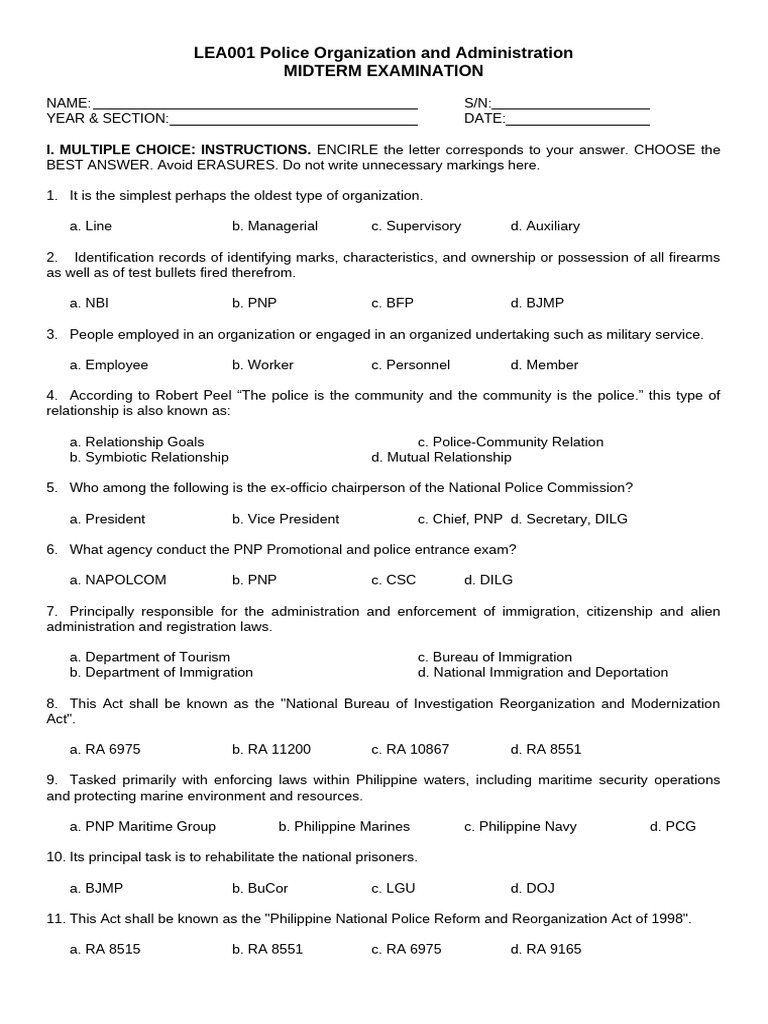 2C Set B LEA001 MIDTERM MCQ 2022-2023 1ST SEM | PDF