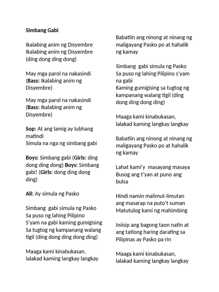 Simbang Gabi lyrics | PDF
