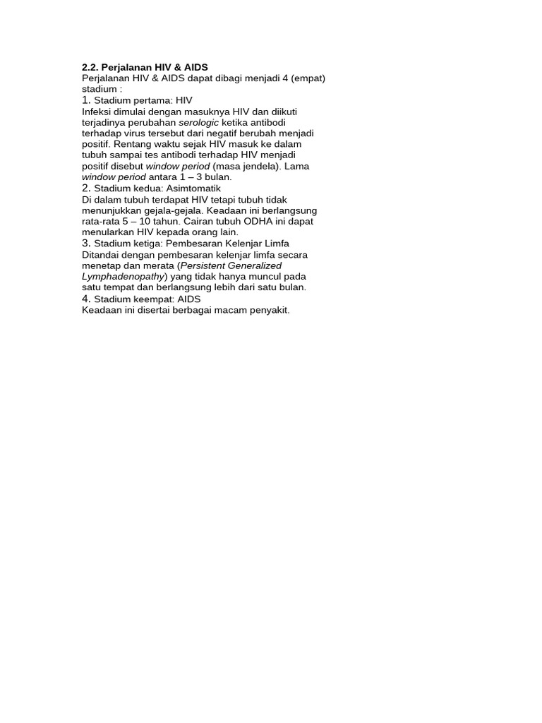 2.2. Perjalanan HIV & AIDS: Window Period Antara 1 - 3 Bulan | PDF