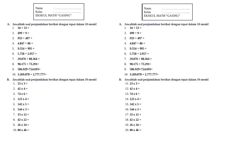 Penjumlahan Perkalian Gasing | PDF
