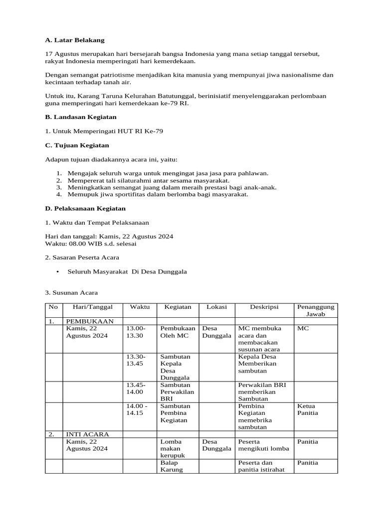 Contoh Proposal 17 Agustus Word | PDF
