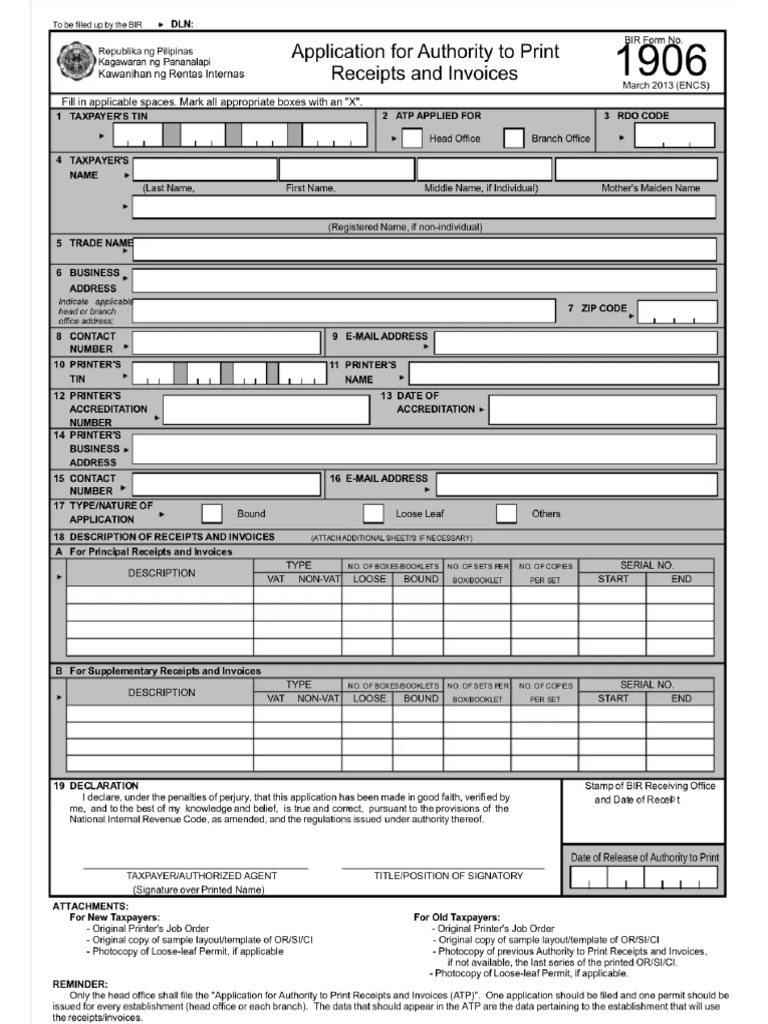 Bir Form 1906 | PDF