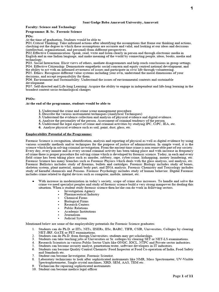 BSC Forensic Science Syllabus | PDF