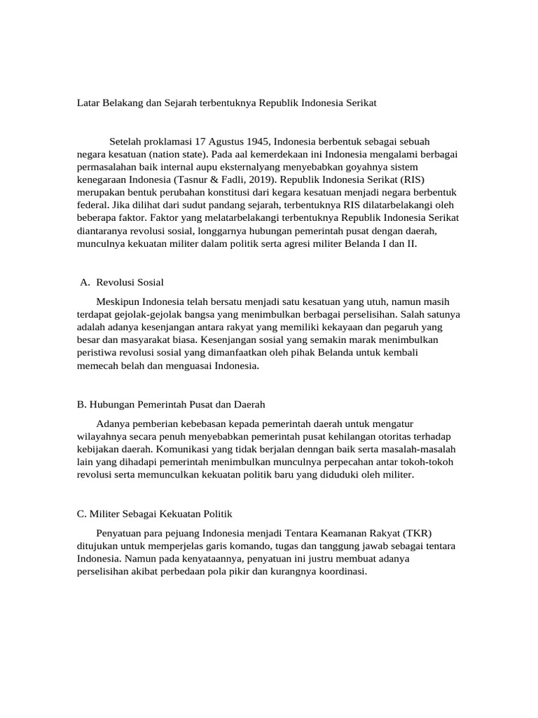 01 - Latar Belakang Dan Sejarah RIS | PDF