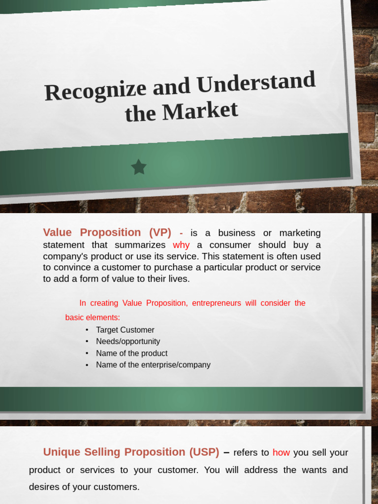 Recognize and Understand The Market | PDF