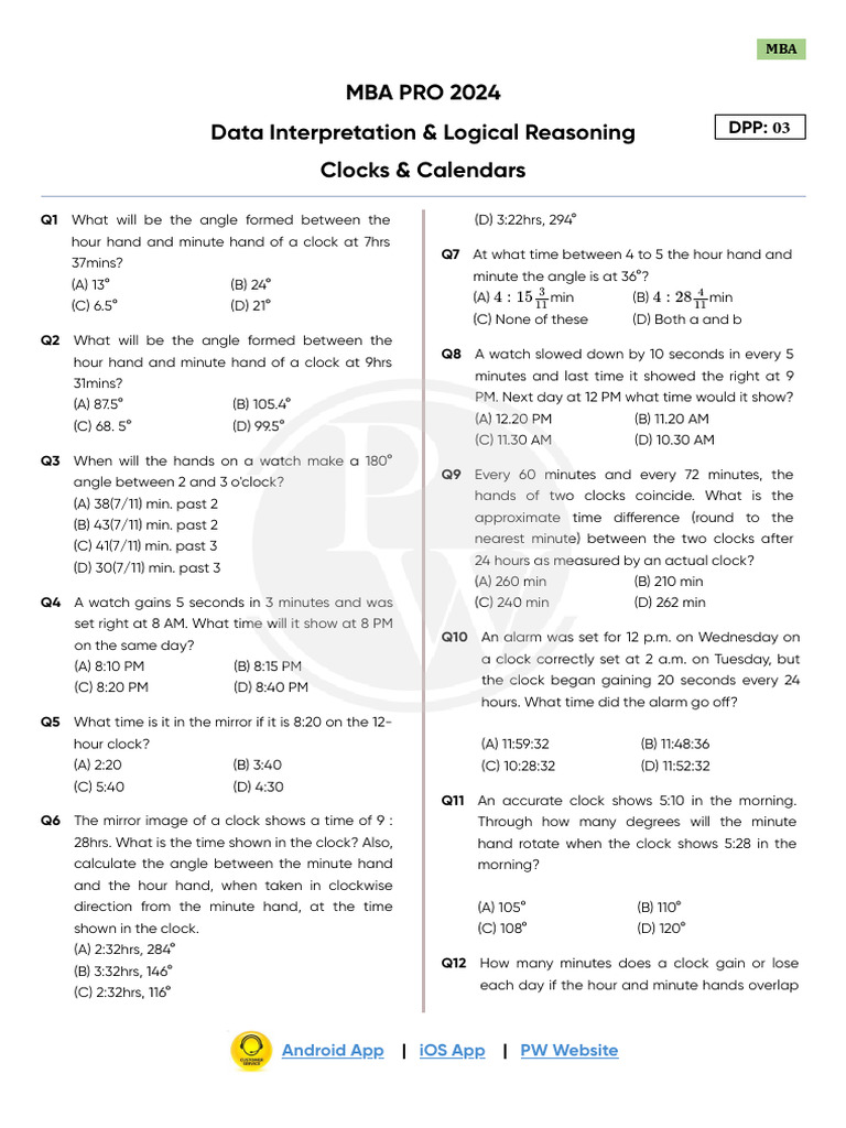 LR for OMETs 03 _ DPP 03 __ MBA Pro 2024 Batch | PDF