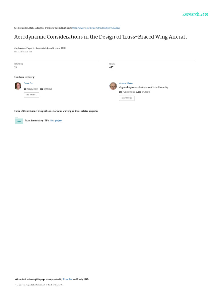 Aerodynamic Considerations in The Design of Truss-Braced Wing Aircraft ...