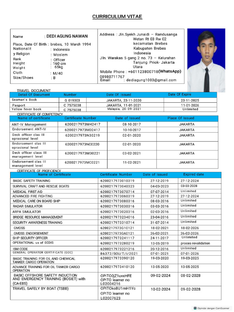 Cv Dedi Agung Nawan Terupdatee | PDF