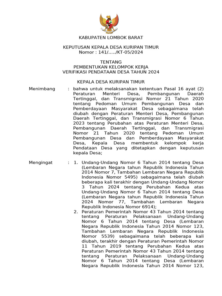 SK Pendataan Sdgs 2024 | PDF