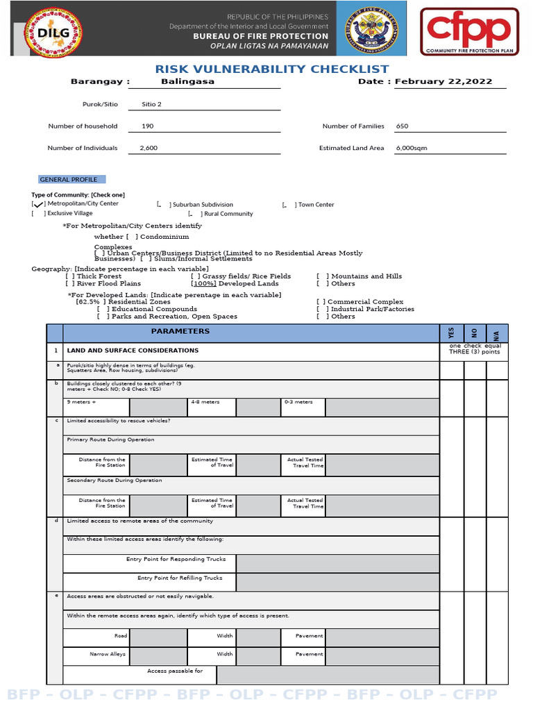 Risk Vulnerability Assessment Form | PDF