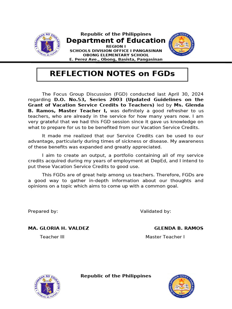 Reflection Notes of Teachers | PDF