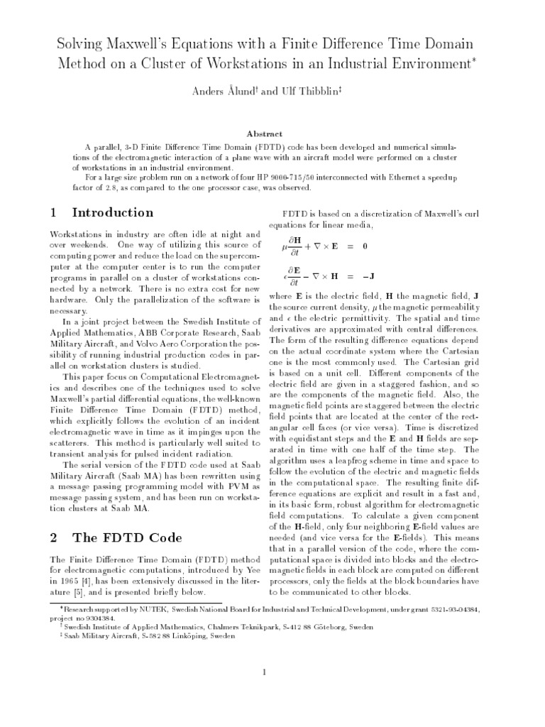 Solving Maxwell's Equations With A Finite Difference Time Domain Method ... Solving Maxwell's Equations With A Finite Difference Time Domain Method ...