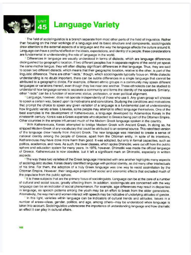 Language Variety 7&6 | PDF
