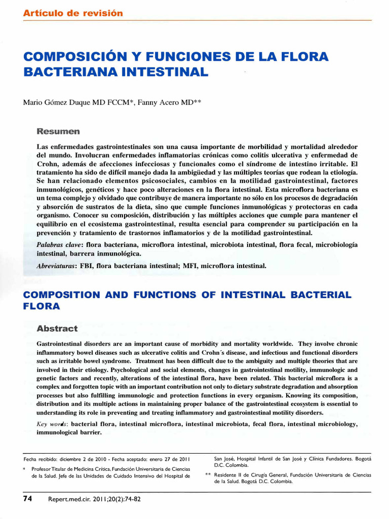 Flora Bacteriana Intestinal | PDF