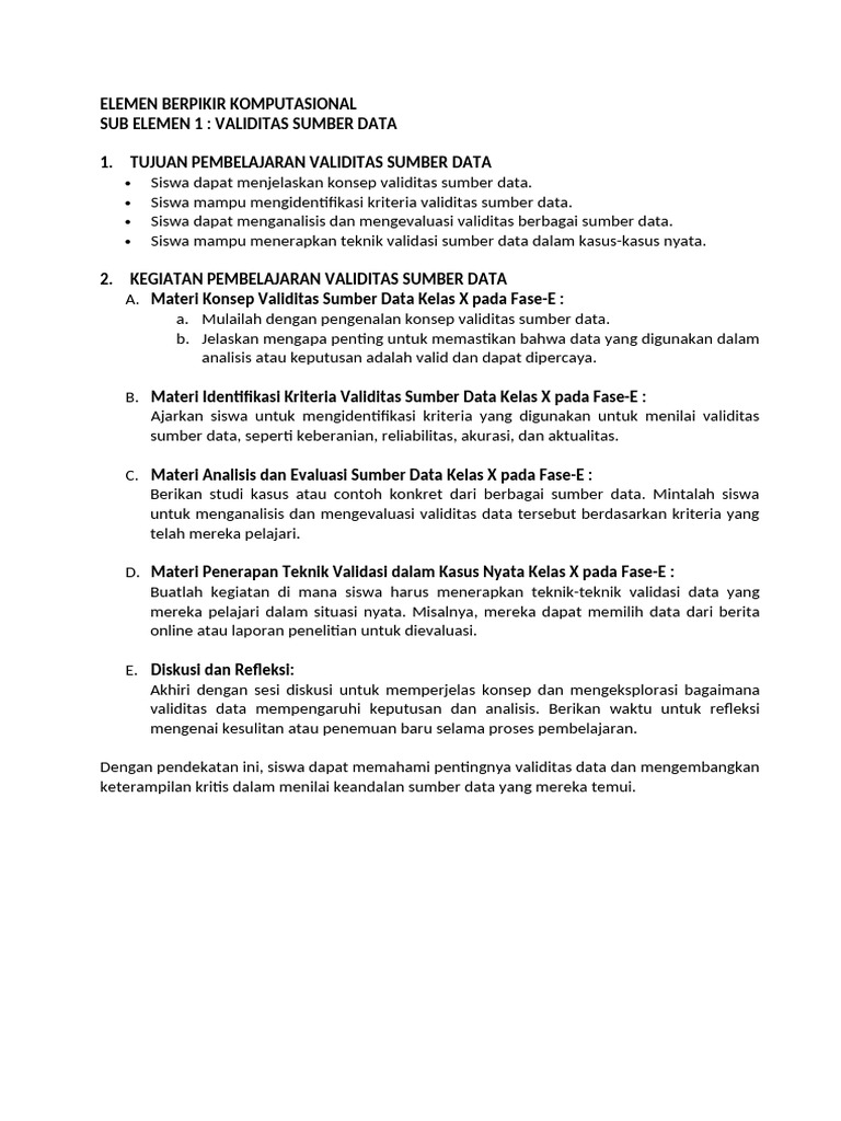 Skema KBM Validitas Sumber Data | PDF