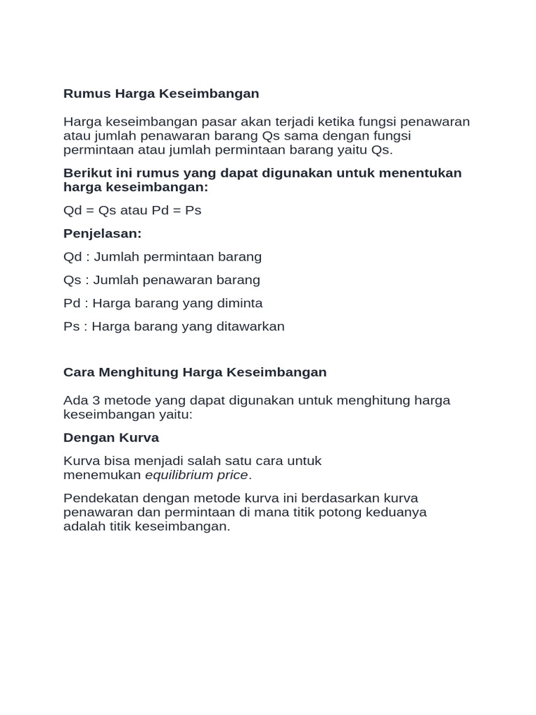 Cara Menghitung Harga Keseimbangan | PDF Cara Menghitung Harga Keseimbangan | PDF