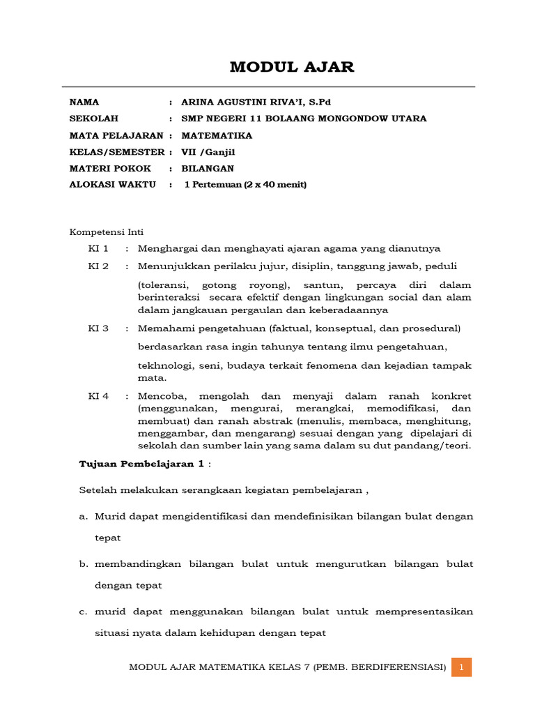 Modul Ajar Arina Agustini Rivai | PDF