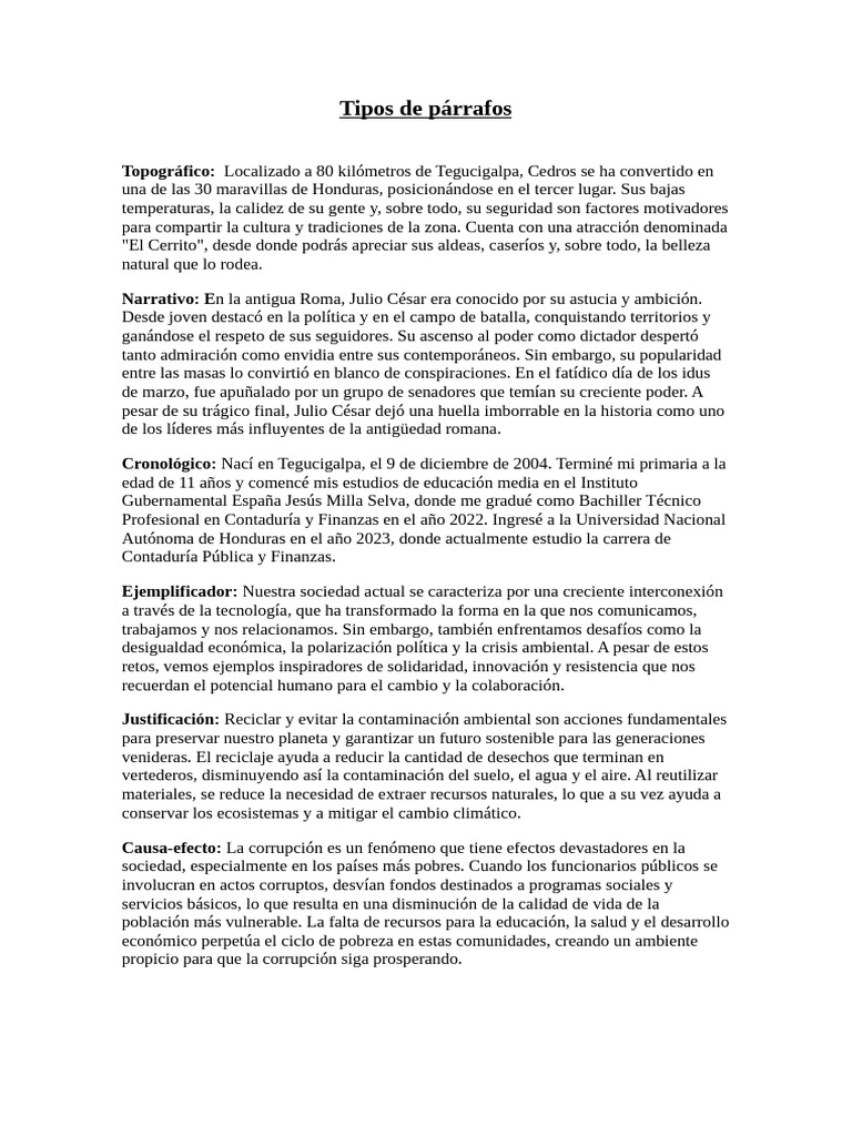 Tipos de Párrafos | PDF