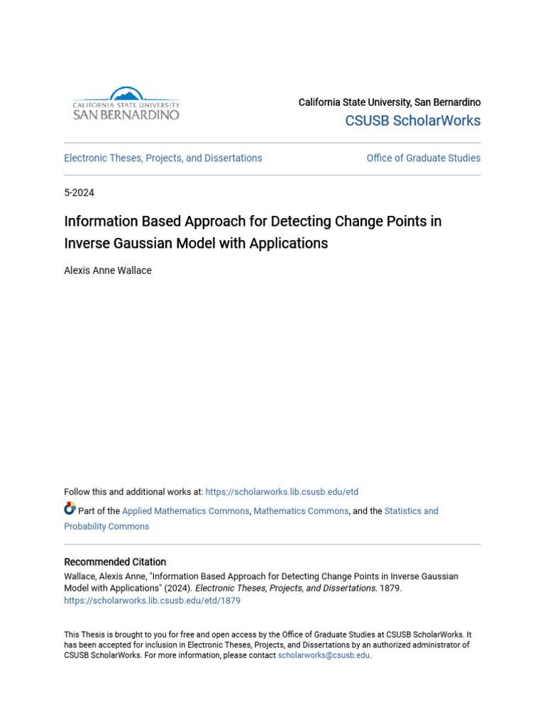Information Based Approach For Detecting Change Points in Inverse | PDF ...