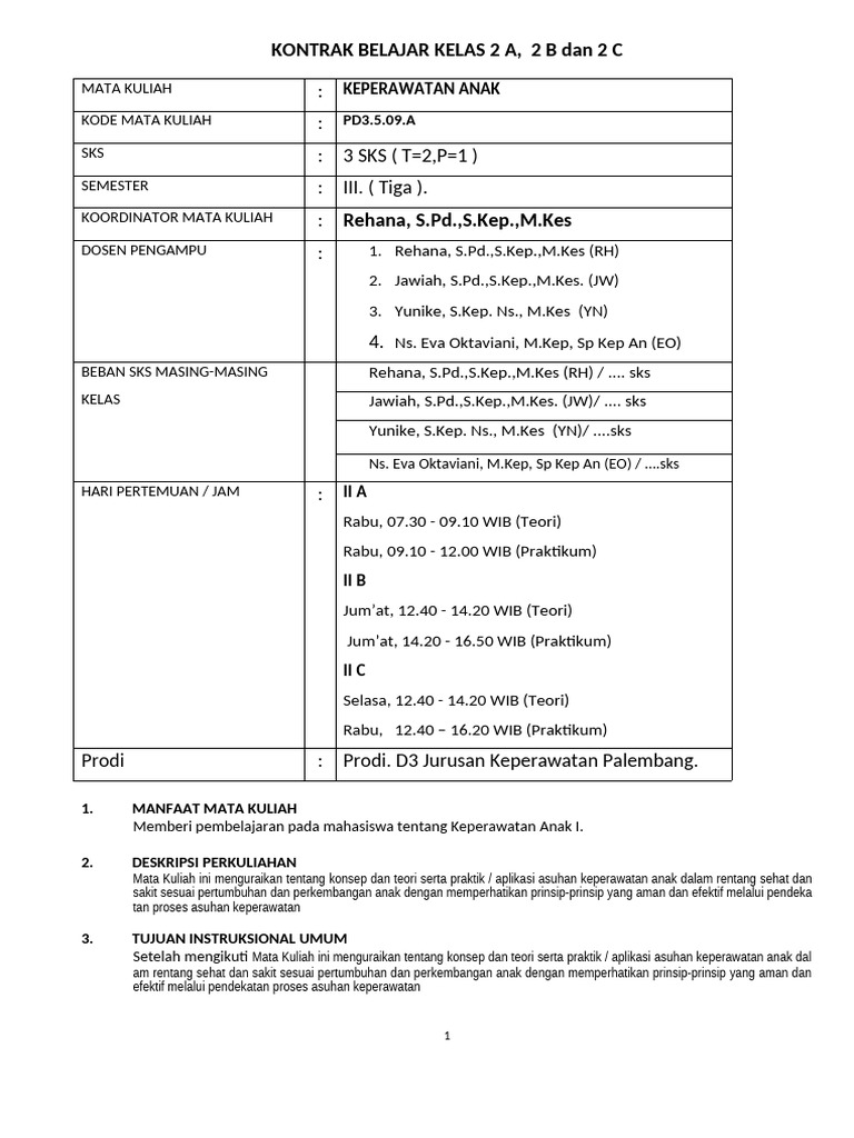 Kontrak Belajar Anak 2024-25 | PDF