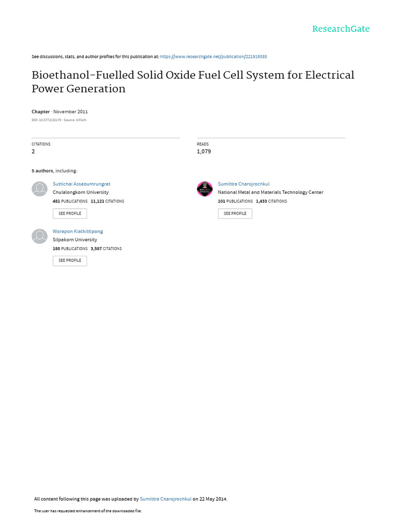 Bioethanol-Fuelled Solid Oxide Fuel Cell System For Electrical Power ...