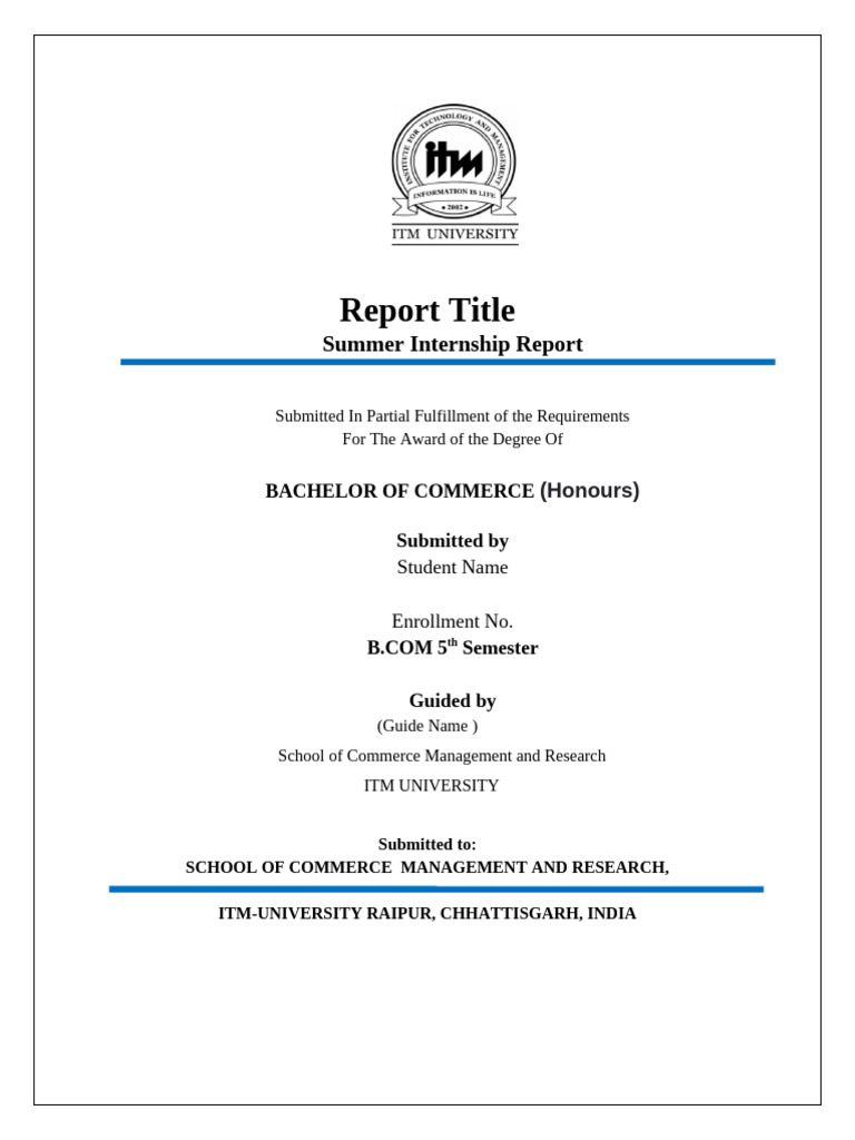 Final Report Format For Sip | PDF