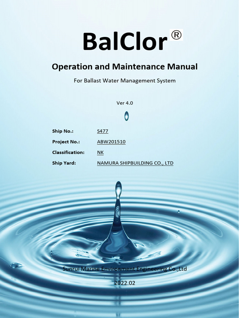 S477 BWTS Operation and Maintenance Manual | PDF | Valve | Science ...