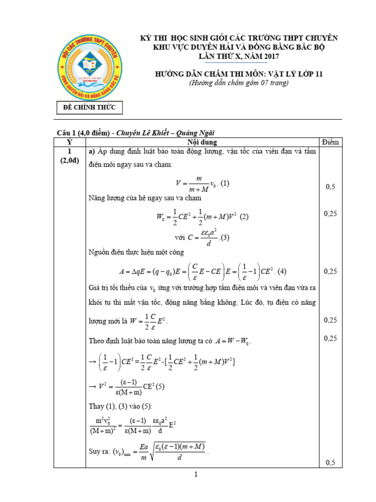 Hdc Vật Lý 11 - Dhbb 2017 - Chính Thức | PDF