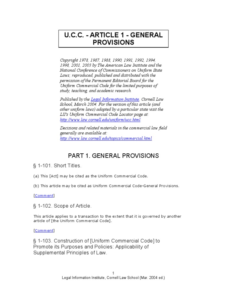 Ucc 1 | PDF | Security Interest | Lease