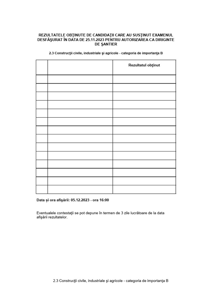 2.3. Constructii Civile, Industriale Si Agricole - Categoria de Importanta B Rezultate | PDF
