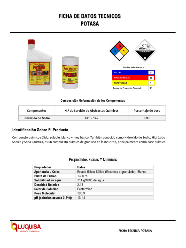 Ficha Tecnica Potasa | PDF