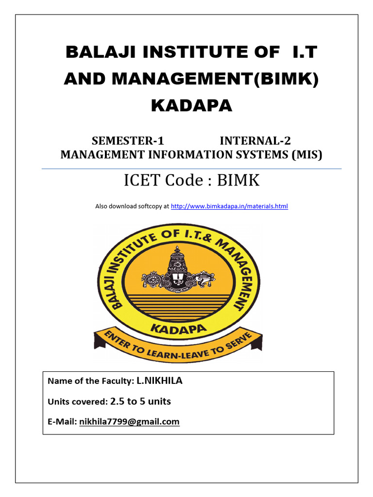 2nd Mid - Mis - Balaji College-Bimk, Kadapa | PDF
