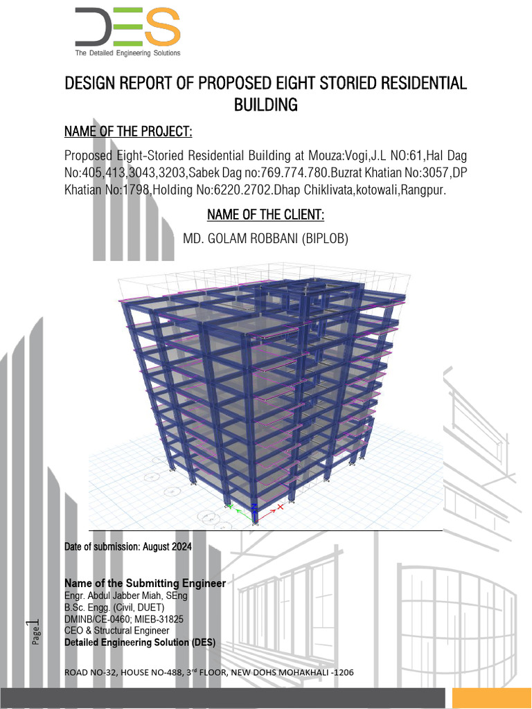 Design Report of Rangpur Project 20-08-2024 | PDF