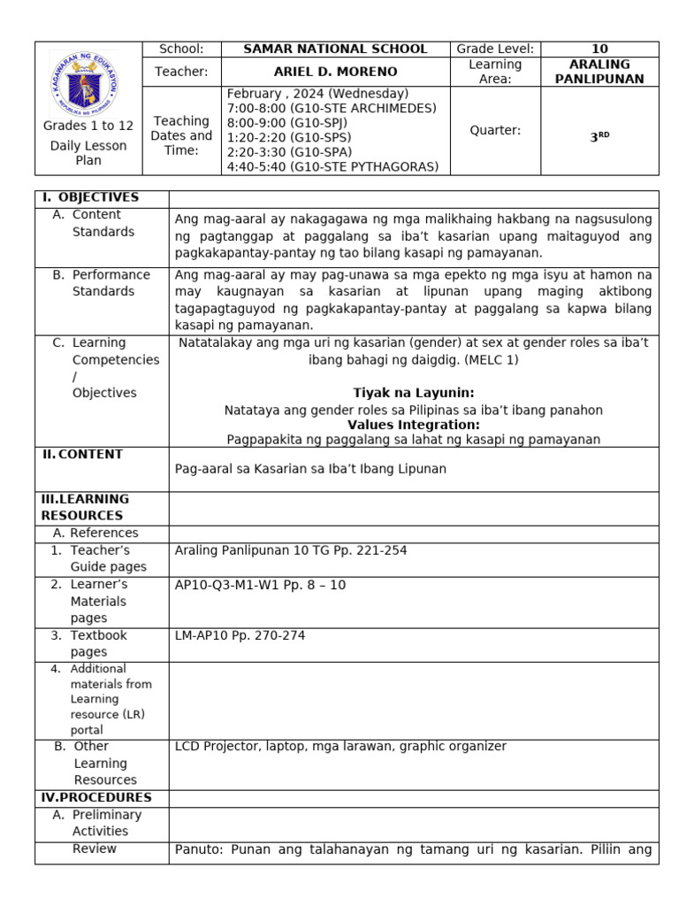 1-LP-GENDER ROLES | PDF