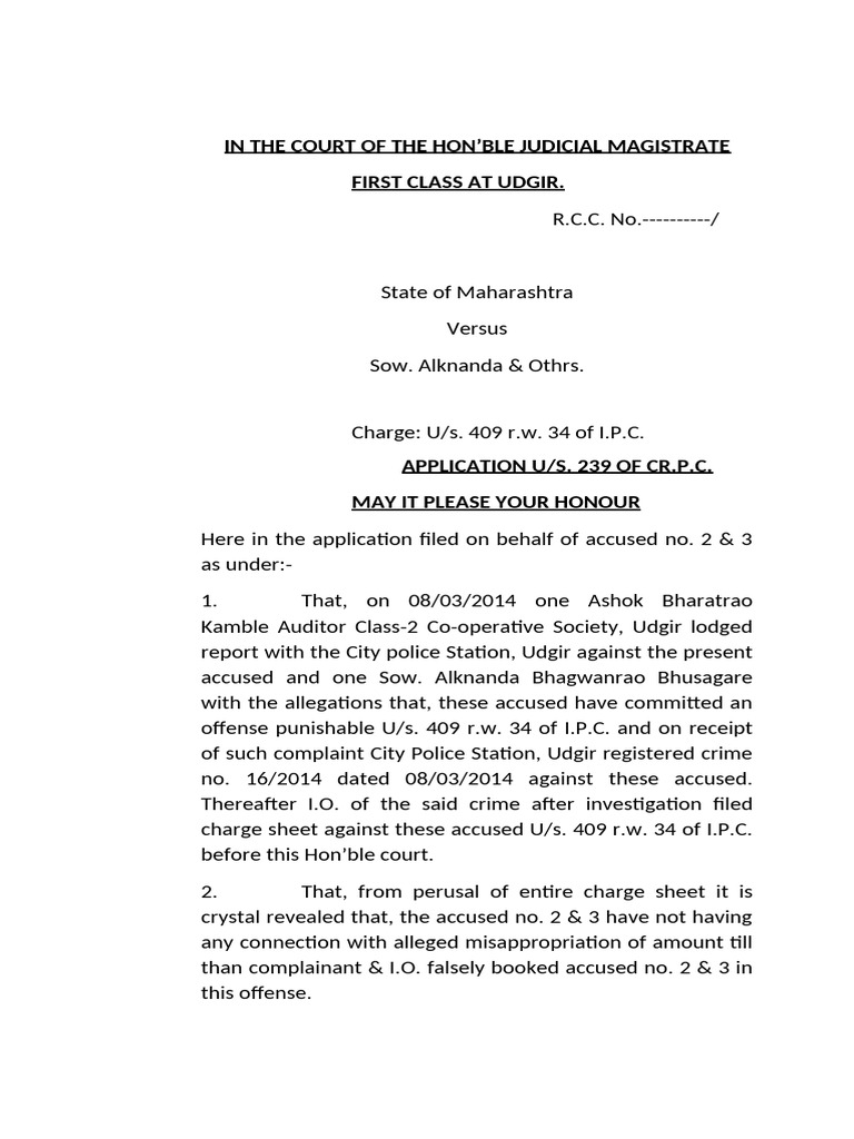 Draft - Discharge Appliation-239 | PDF | Judiciaries | Common Law