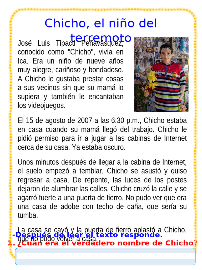 F. Chicho El Niño Del Terremoto | PDF | Novela negra, policíaca y suspenso