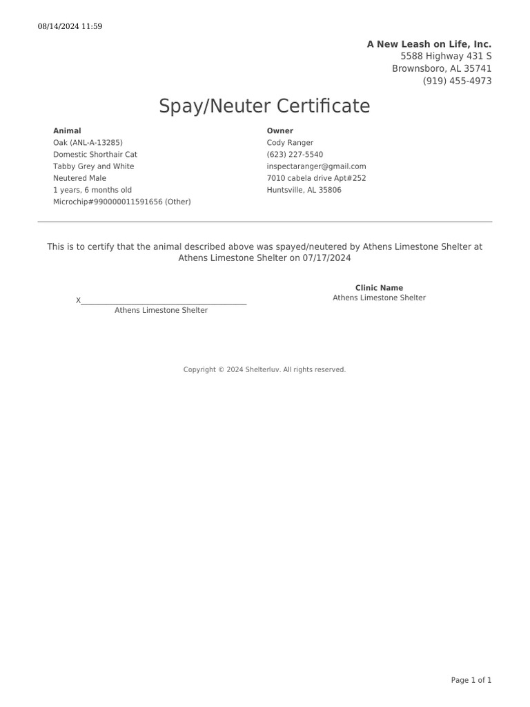 Spay Neuter 08142024 | PDF