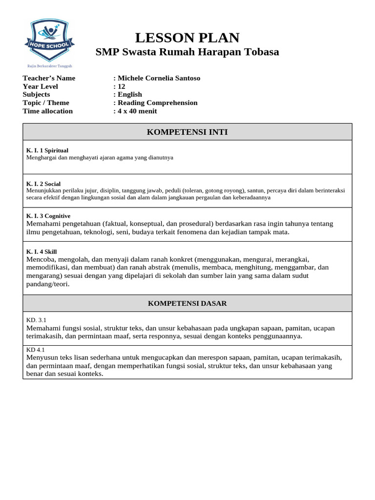 Lesson Plan English 12 | PDF