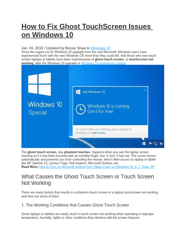 How To Fix Ghost TouchScreen Issues On Windows 10 | PDF