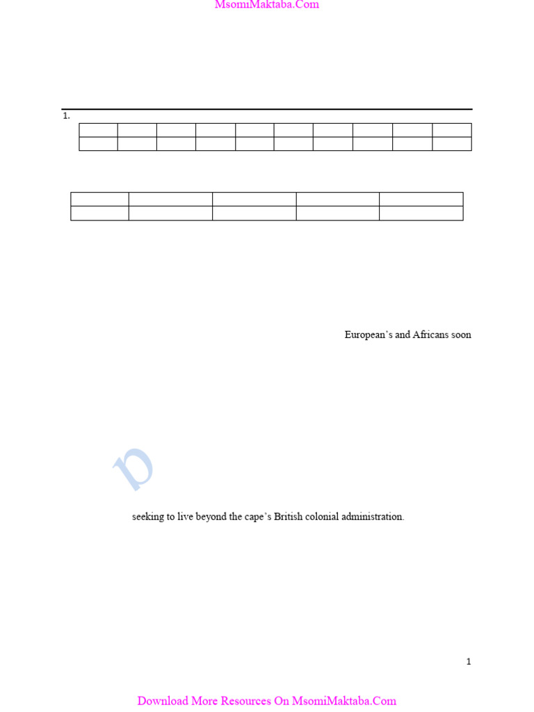 History F2. MS Pre Mock Assessment 2022 | PDF