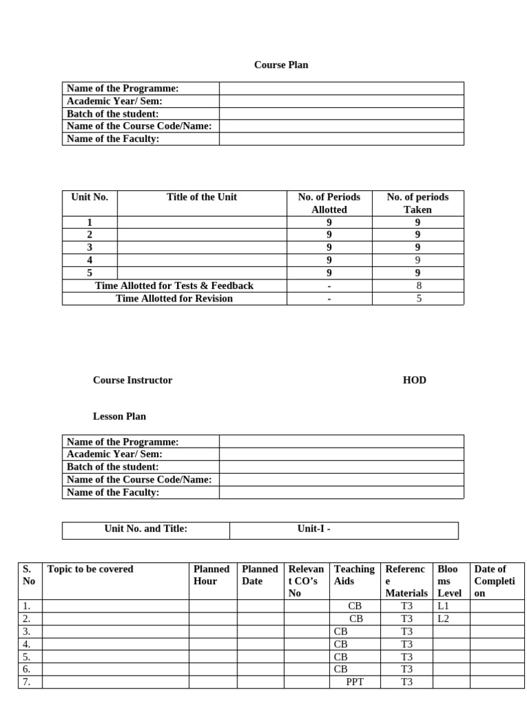 Course Plan and Lesson Plan | PDF