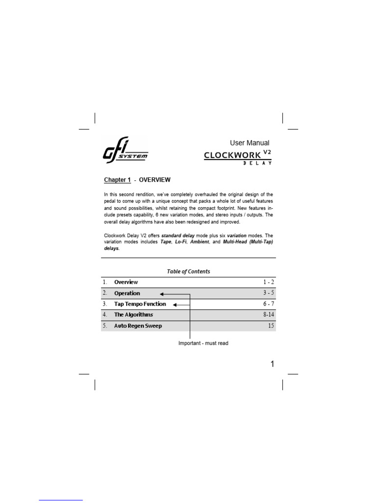 Clockwork v2 Delay | PDF