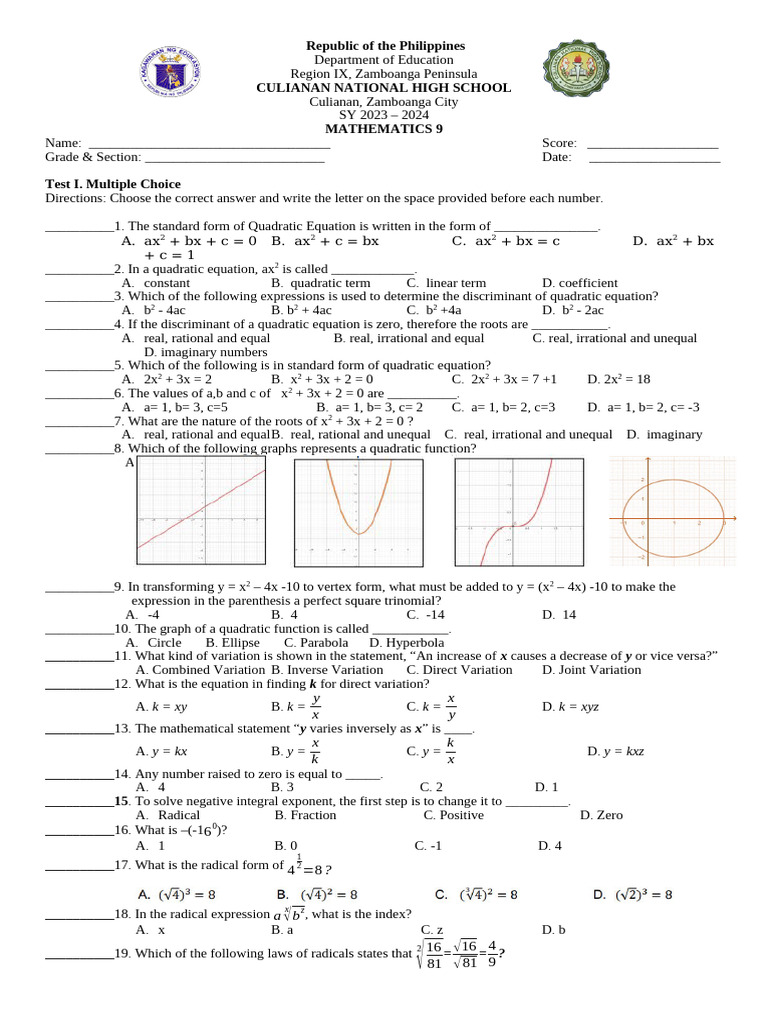 Pretest Math | PDF